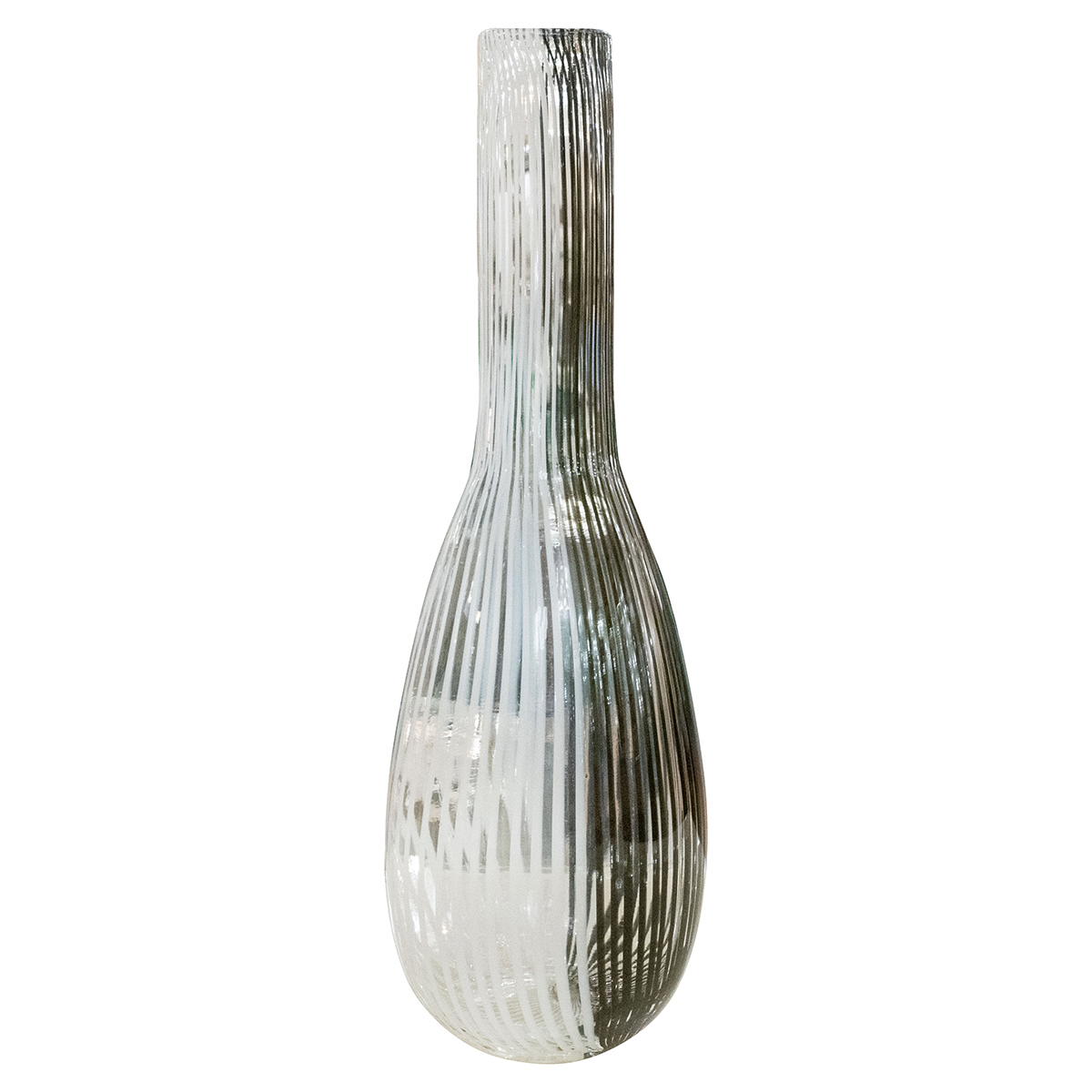 Bottleneck murano glass vase with black and white stripes | Vases ...
