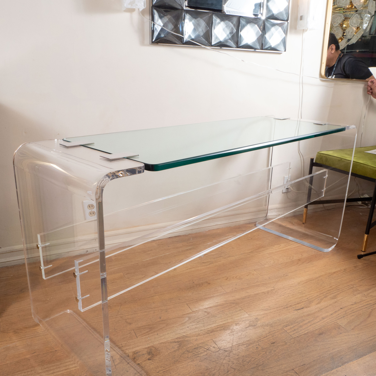 Rectangular lucite and glass waterfall console | Console Tables | John ...