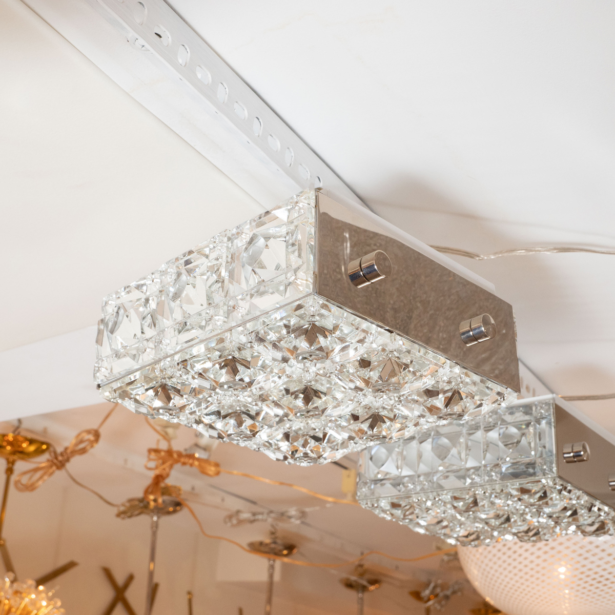 Square facet cut crystal flush mount | Flush Mounts | John Salibello