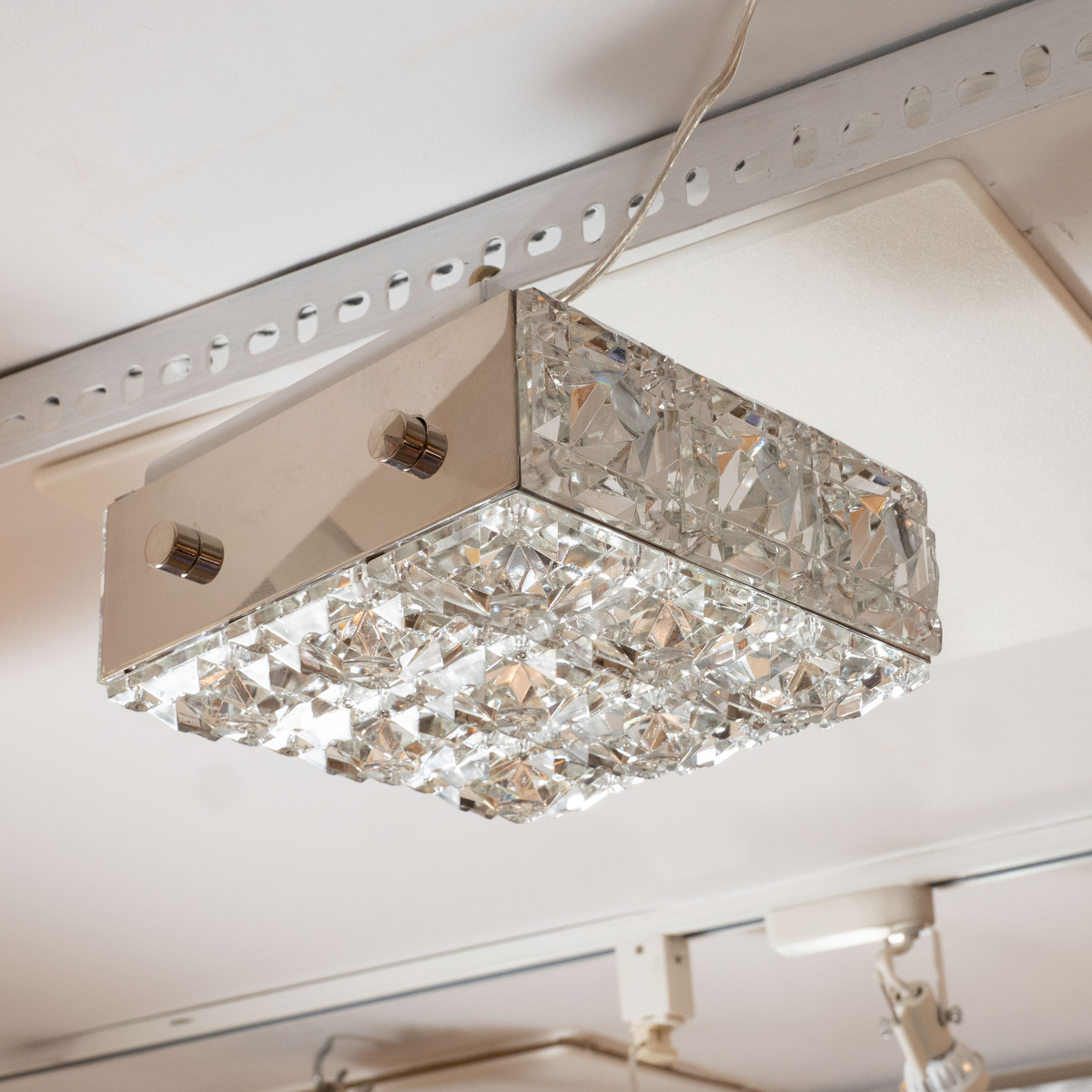 Square facet cut crystal flush mount | Flush Mounts | John Salibello
