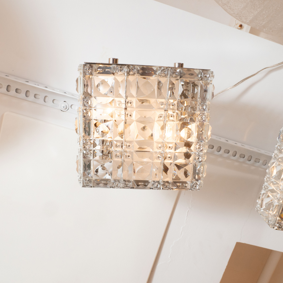 Square facet cut crystal flush mount | Flush Mounts | John Salibello