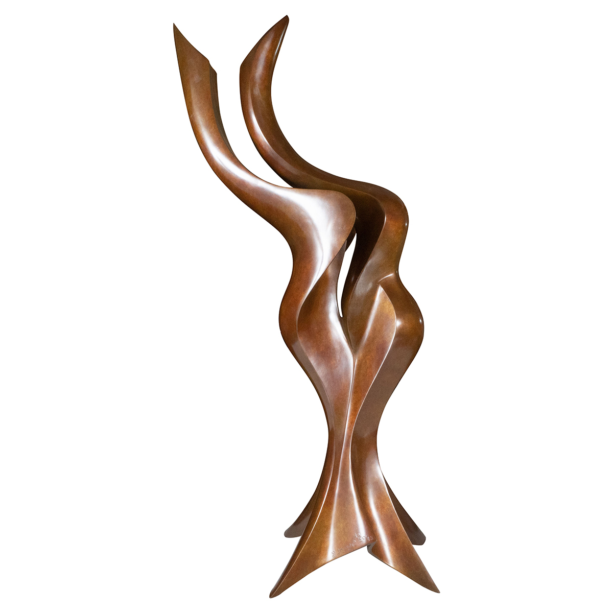 Bronze curvilinear abstract sculpture | Sculptures | John Salibello
