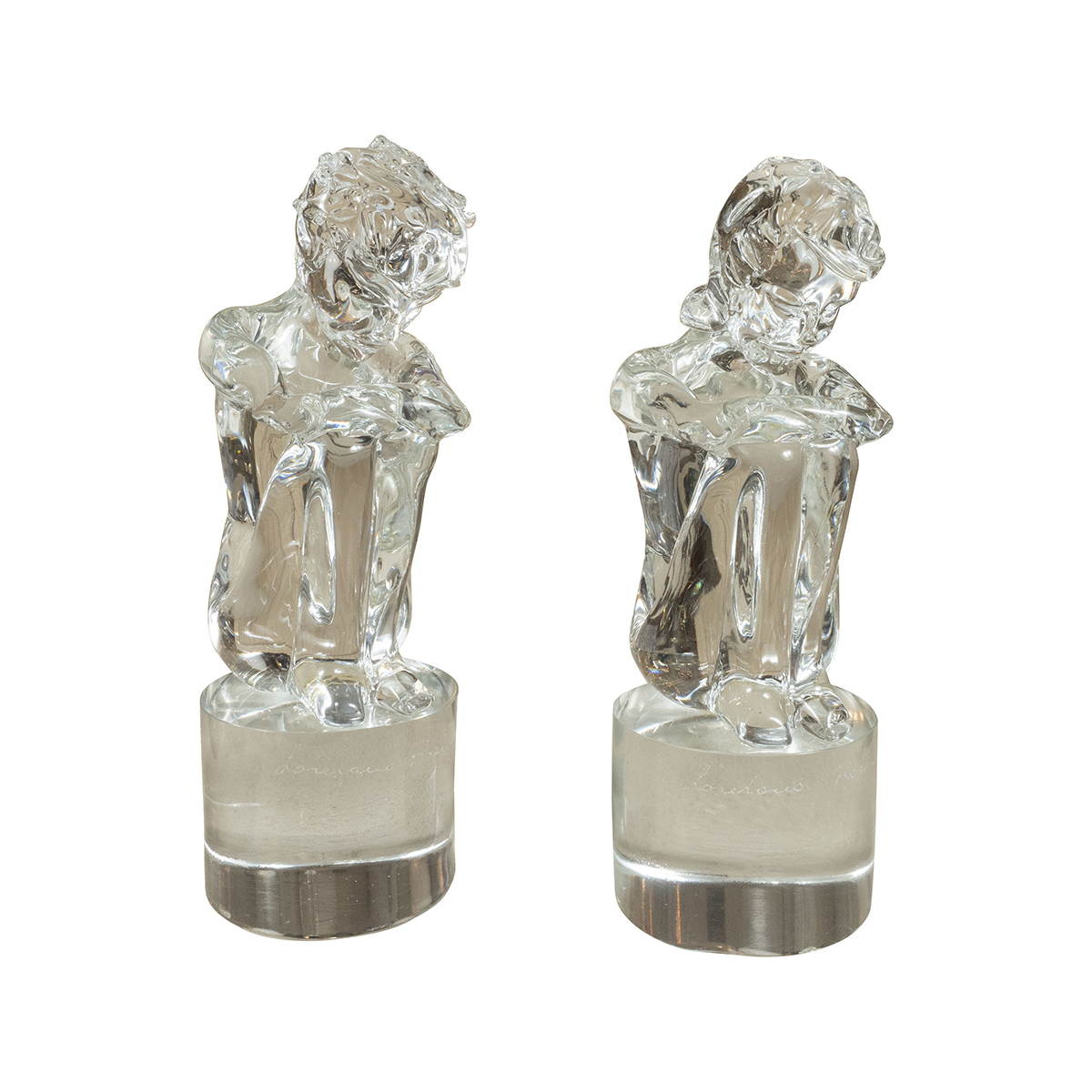 Pair of clear glass figure sculpture | Sculptures | John Salibello