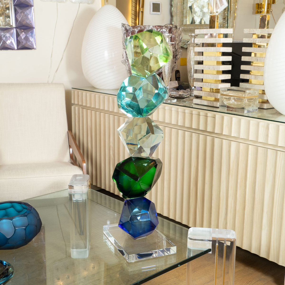 Glass sculpture composed of stacked jewel elements | Sculptures | John ...