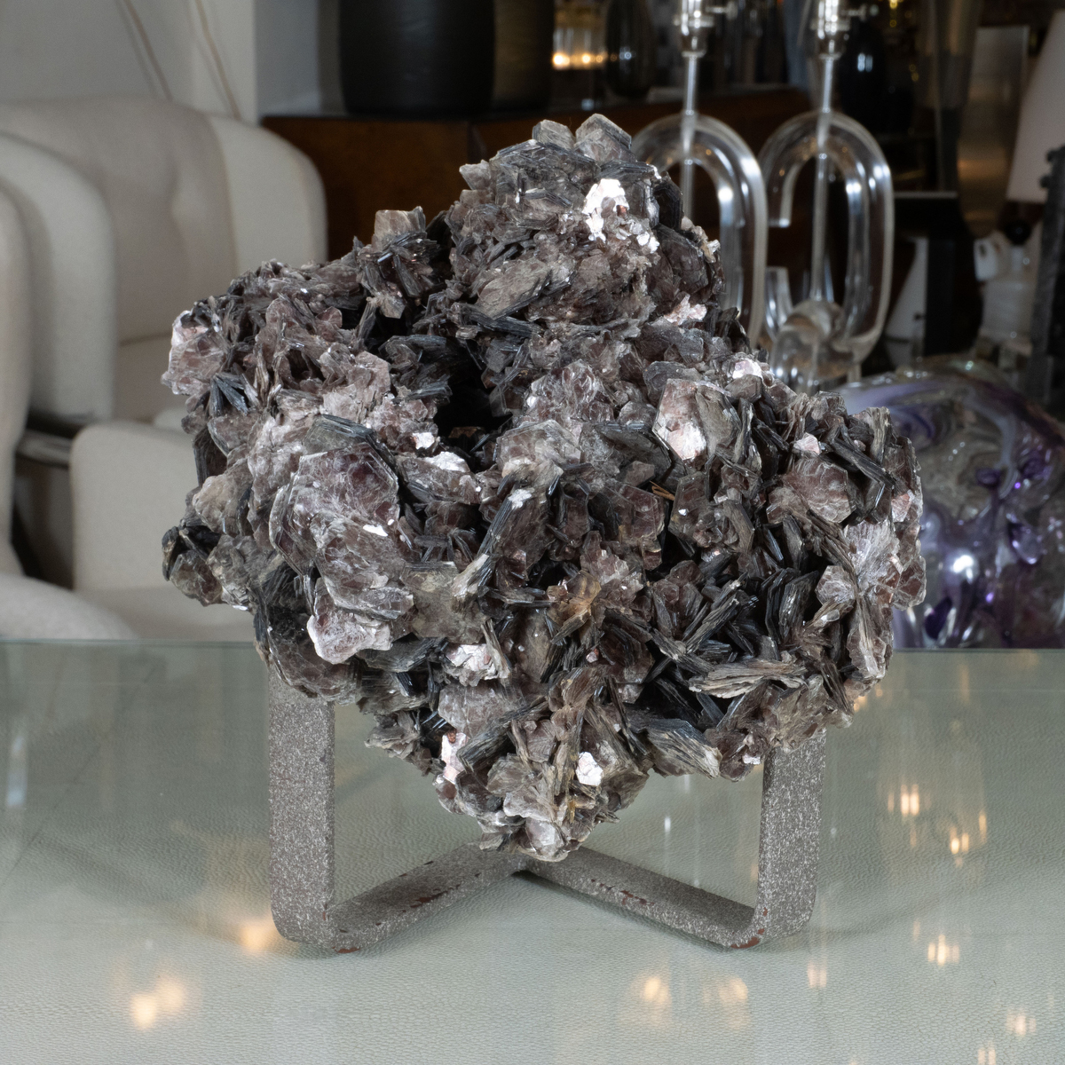 Pyrite geode sculpture on metal base | Sculptures | John Salibello