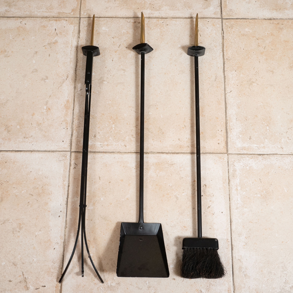 Modernist brass fire tool set | Fire Tools | John Salibello