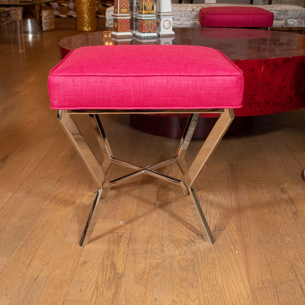 Petite square bench with upholstered seat | Benches | John Salibello