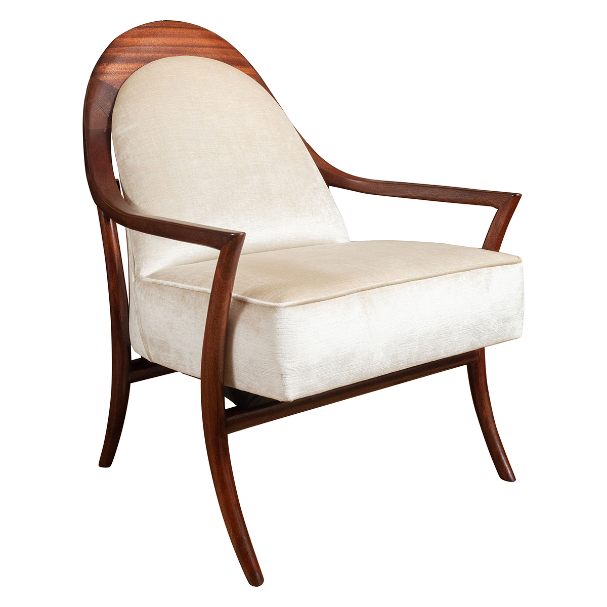 Pair of mahogany curvilinear upholstered armchairs | Arm Chairs | John ...
