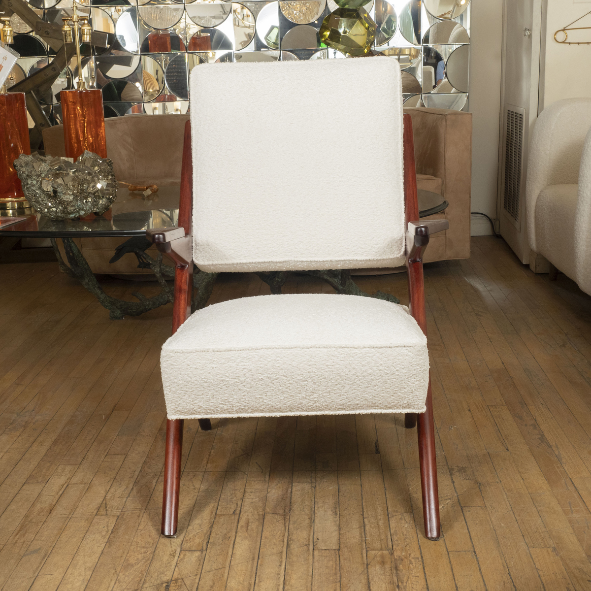 Pair of angular wood frame armchairs | Chairs | John Salibello