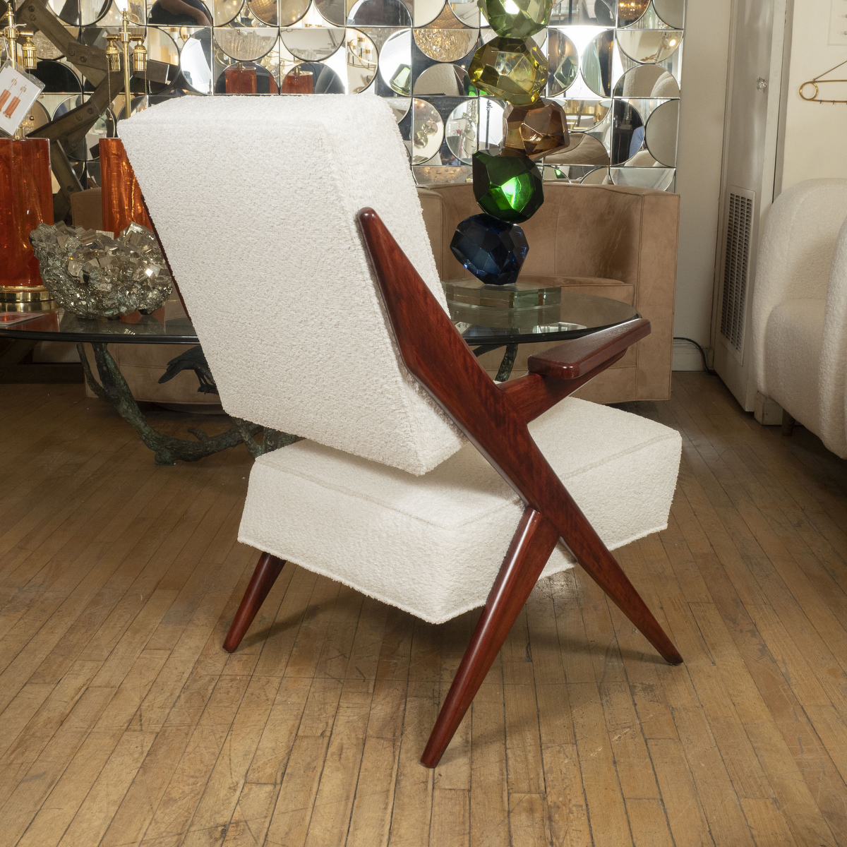 Pair of angular wood frame armchairs | Chairs | John Salibello