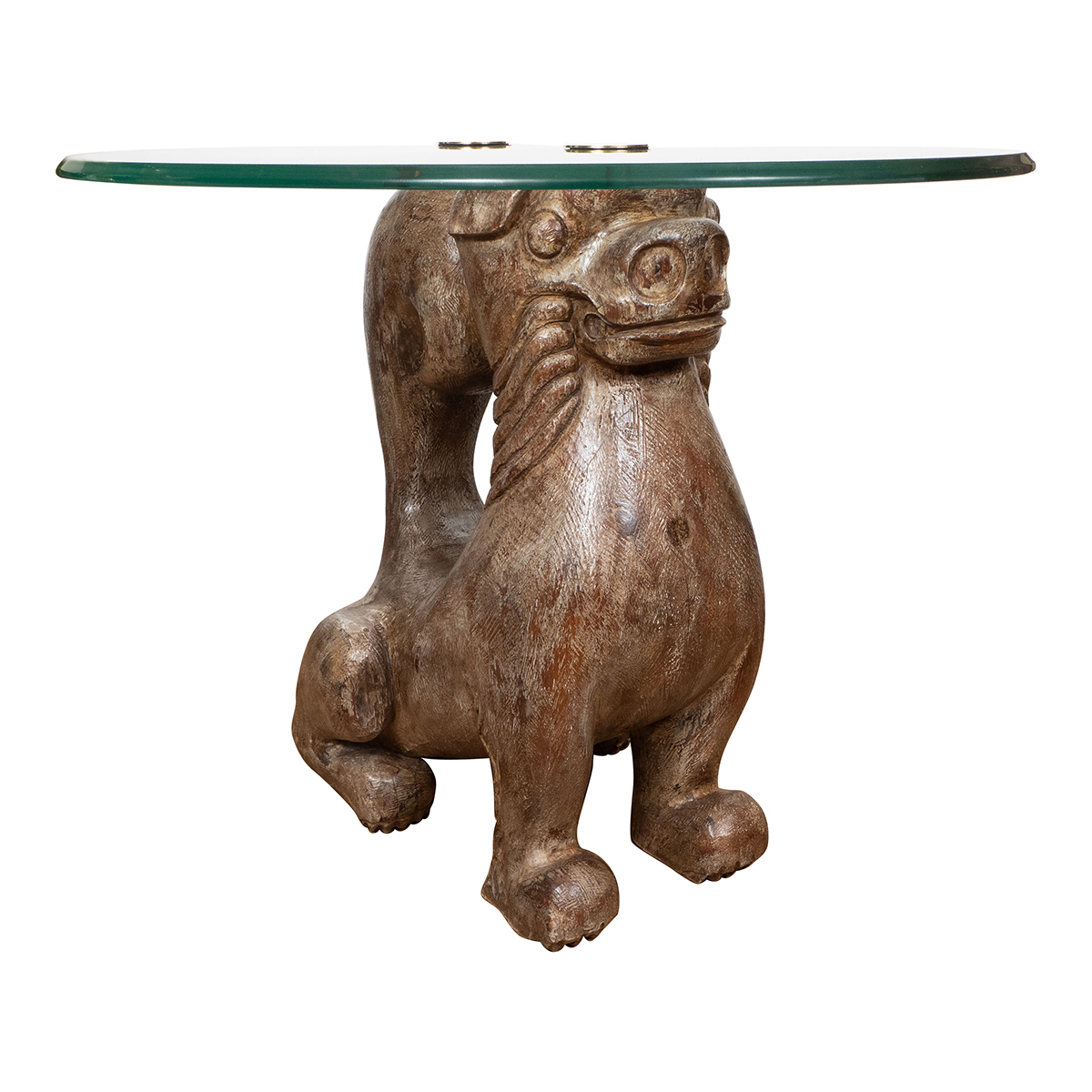Pair of stylized wood carved foo dog side tables | Side & End Tables ...