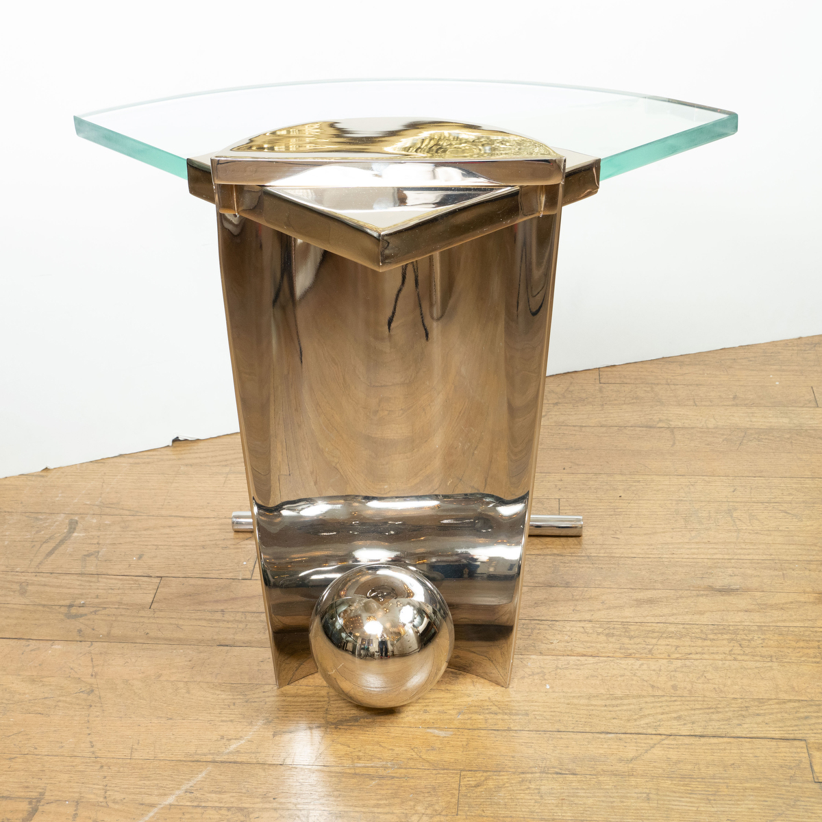 Polished nickel angular cantilevered side table | Side & End Tables ...