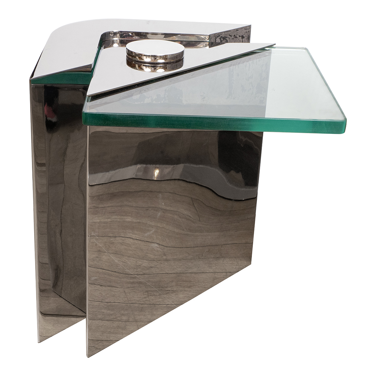 Polished nickel angular cantilevered side table | Side & End Tables ...