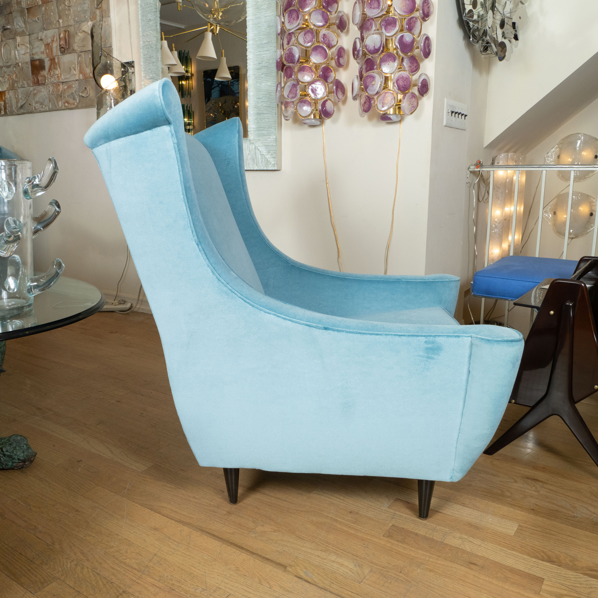 Pair of high back curvilinear armchairs | Chairs | John Salibello