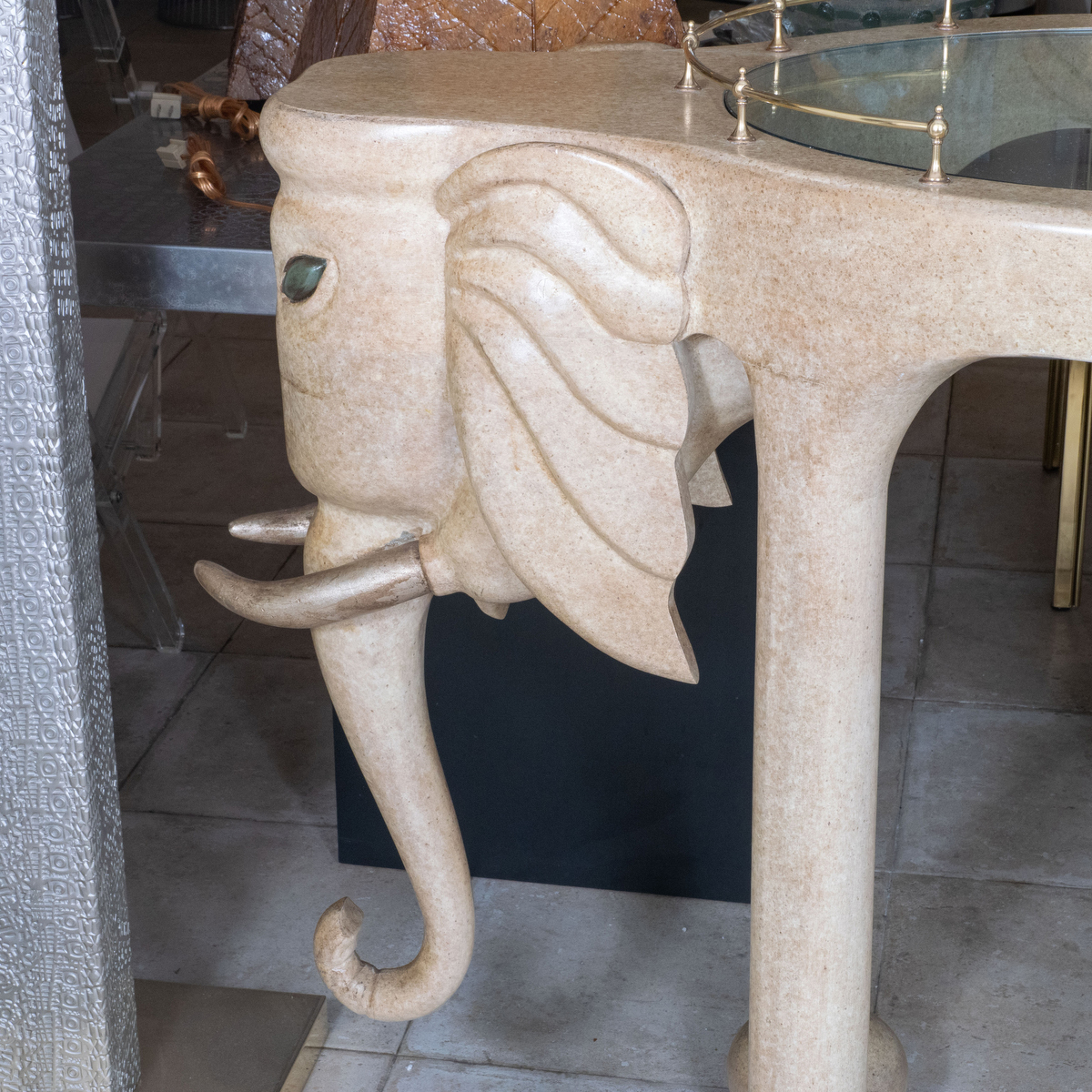 Carved wood elephant serving cart | Serving Carts | John Salibello