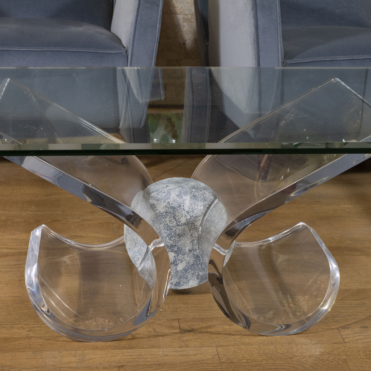 Sculptural Lucite and faux stone base coffee table | Coffee Tables ...