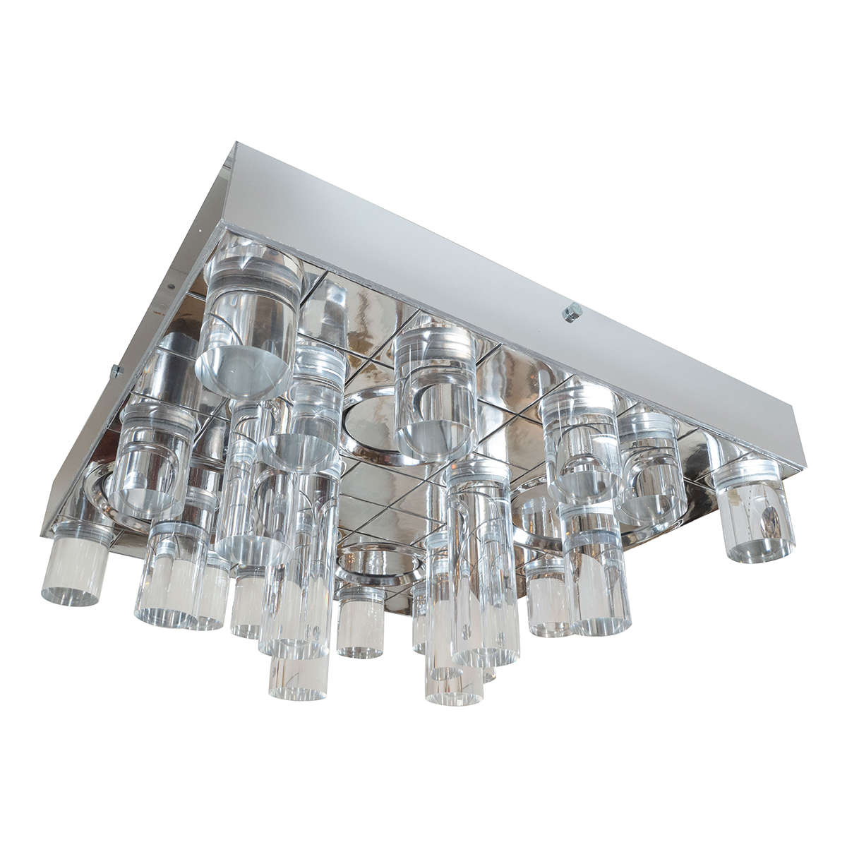 Square chrome flush mount with tubular lucite elements | Flush Mounts ...