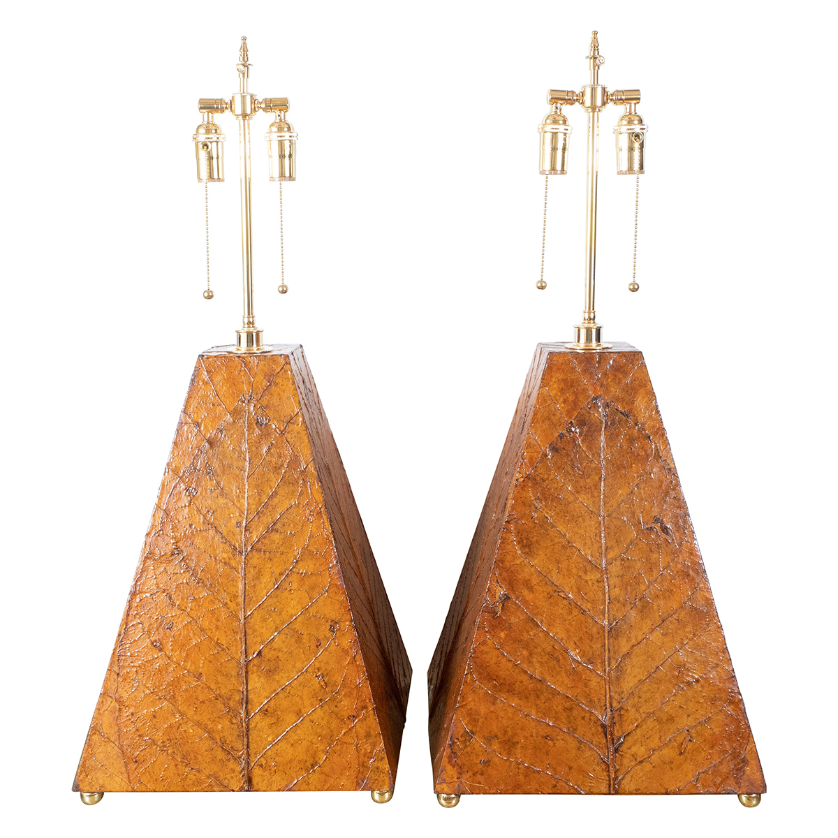 Pair of unusual table lamps with tobacco leaf design | Table Lamps ...