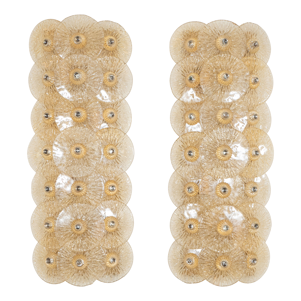 Pair of rectangular sconces with gold glass disks | Sconces | John ...