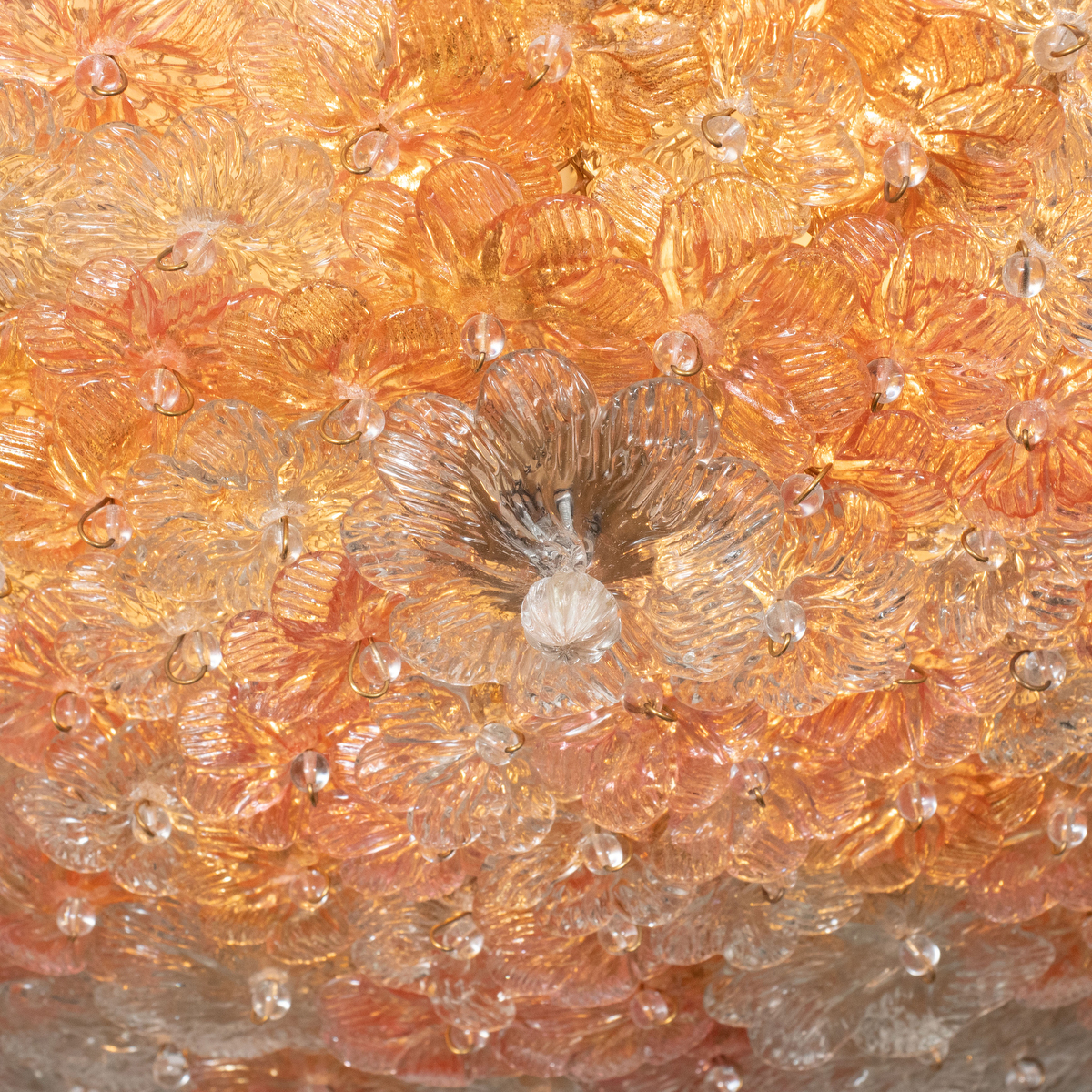 Pink and clear Murano glass flower cluster fixture | Flush Mounts ...