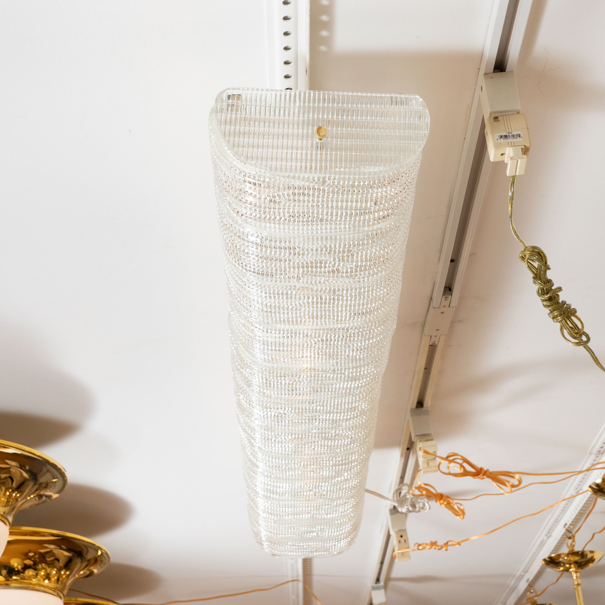 Slender linear textured glass flush mount | Flush Mounts | John Salibello