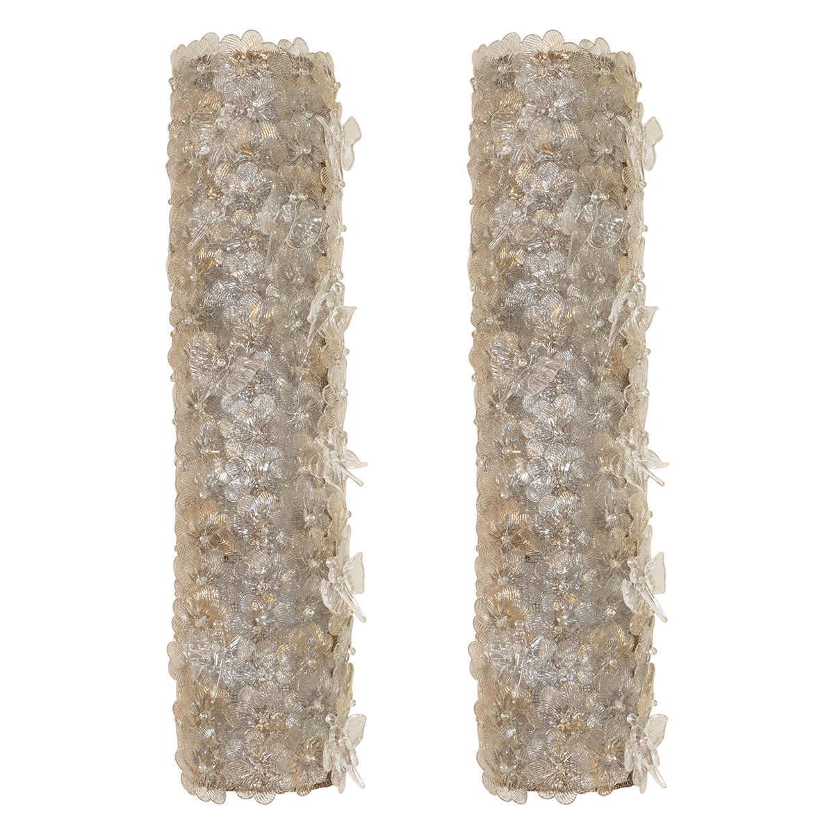 Rectangular smoked glass sconces with applied flowers | Sconces | John ...