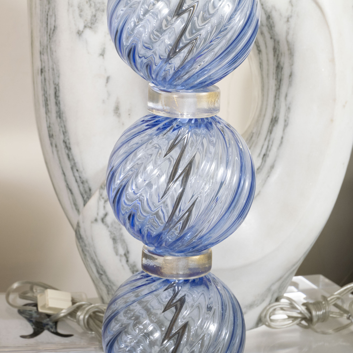 Pair of pale blue ball form table lamps | Table Lamps | John Salibello