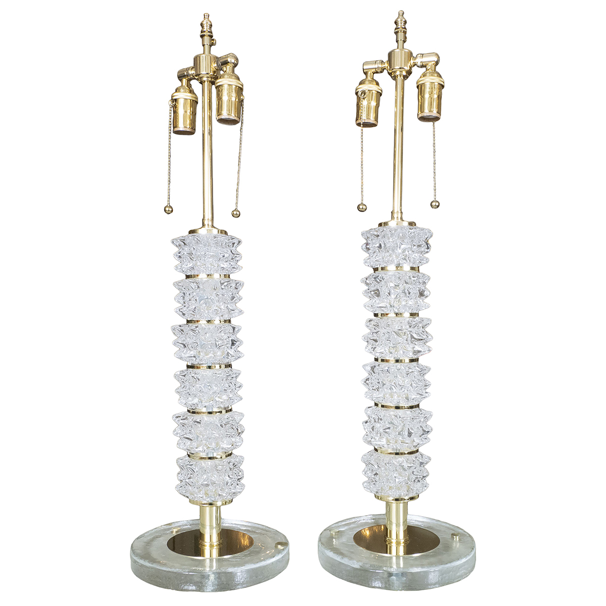 Pair of spiky Murano glass table lamps | Table Lamps | John Salibello