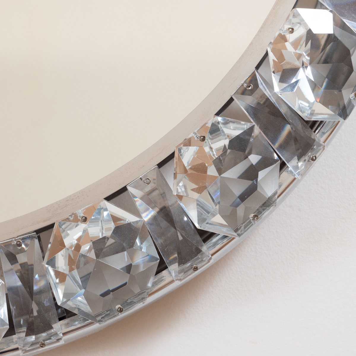 Circular mirror with faceted jewel surround | Wall | John Salibello