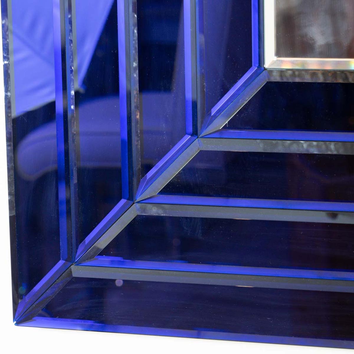 Square mirror with layered cobalt blue glass surround | Wall | John ...