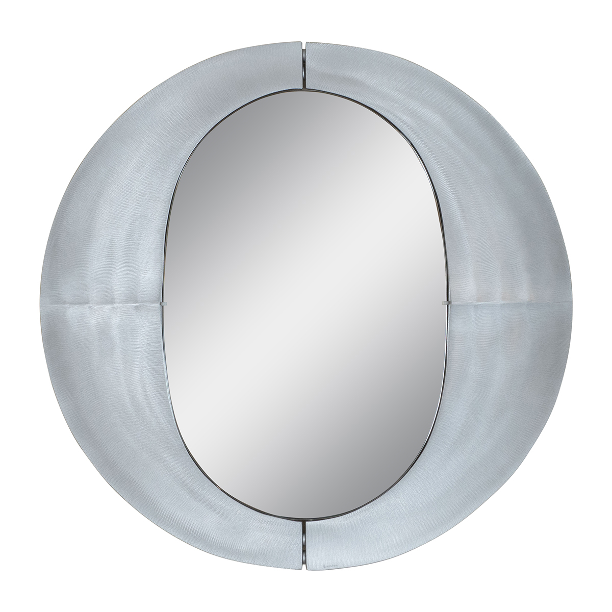 Oval mirror with circular textured aluminum surround | Wall | John ...