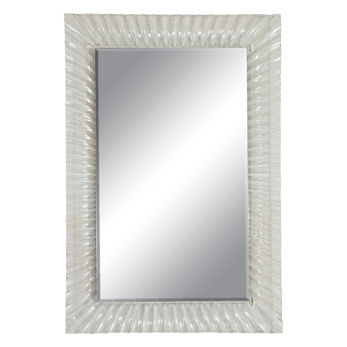 Rectangular glass scalloped surround mirror | Mirrors | John Salibello