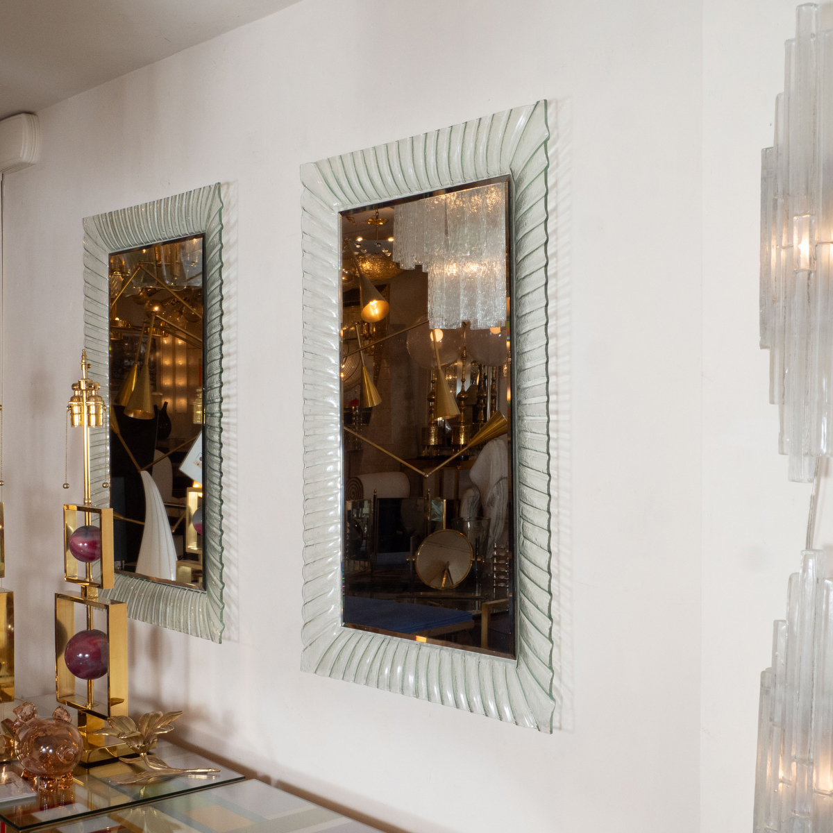 Rectangular glass scalloped surround mirror | Mirrors | John Salibello