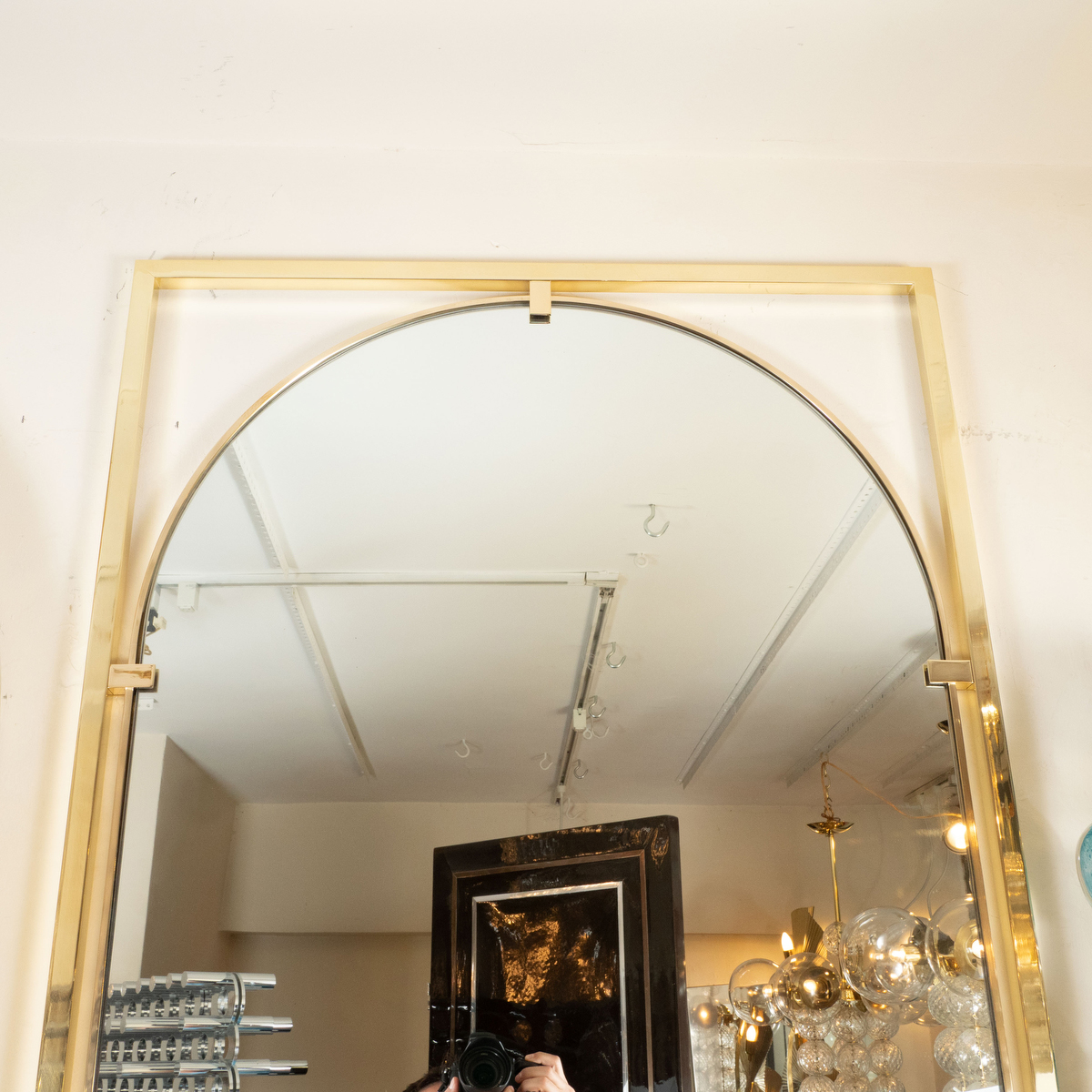 Rectangular brass surround mirror with clip details | Wall | John Salibello