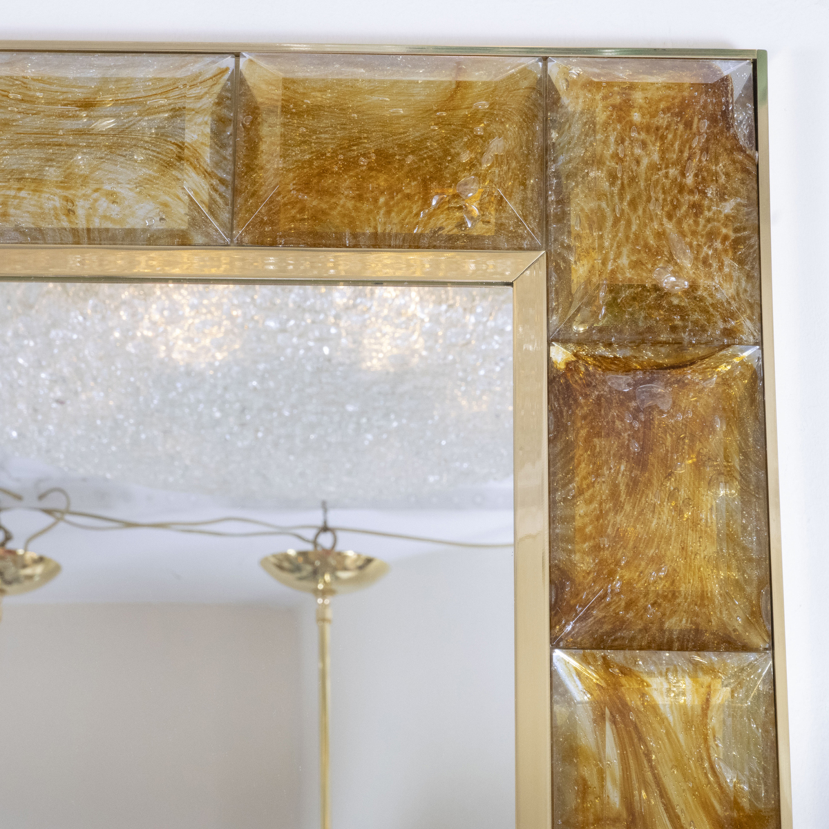Rectangular amber Murano glass surround mirror | Wall | John Salibello