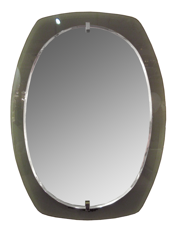 Elliptical mirror with smoked glass surround | Wall | John Salibello