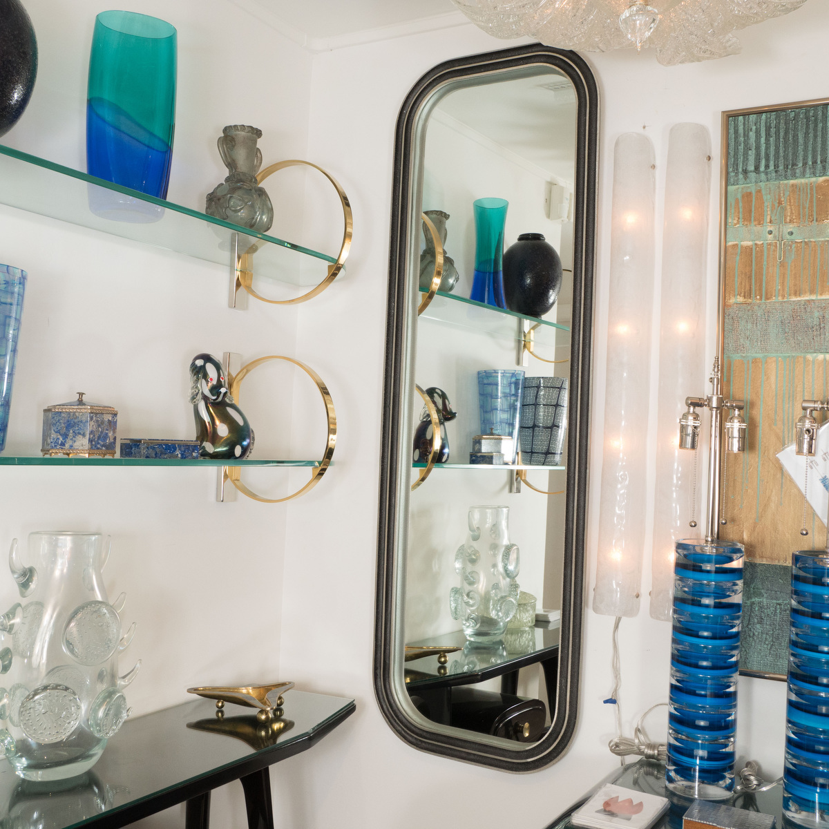 Rectangular mirror with textured iron surround | Wall | John Salibello