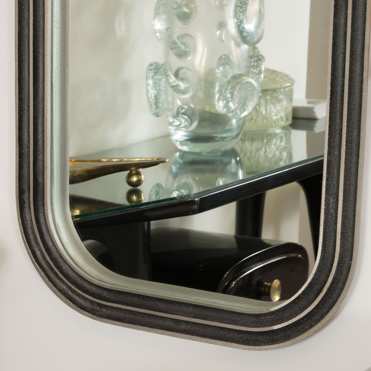 Rectangular mirror with textured iron surround | Wall | John Salibello