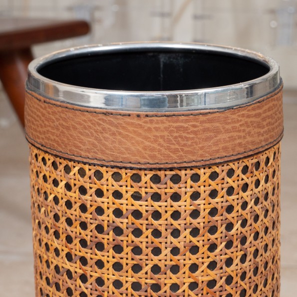 Cylindrical rattan and leather umbrella stand | Umbrella Stands | John ...