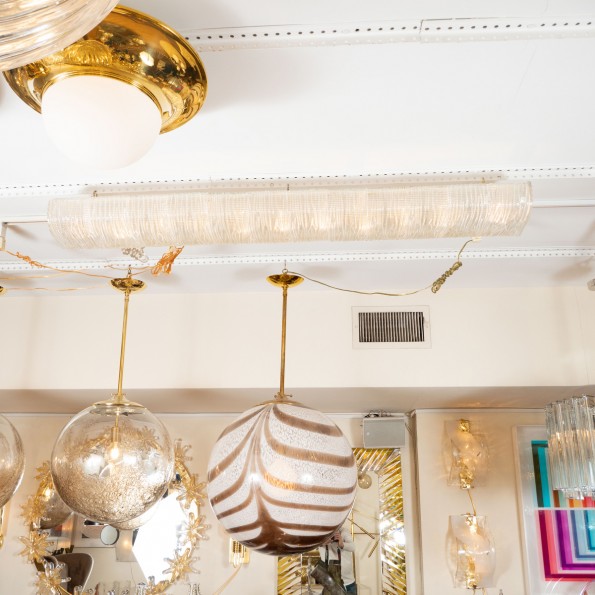 Slender linear textured glass flush mount | Flush Mounts | John Salibello