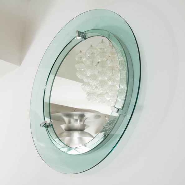 Circular mirror with pale green glass surround | Wall | John Salibello